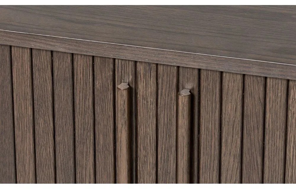 Hnědá komoda v dekoru dubu s posuvnými dveřmi 140x76x45 cm Meta – Unique Furniture