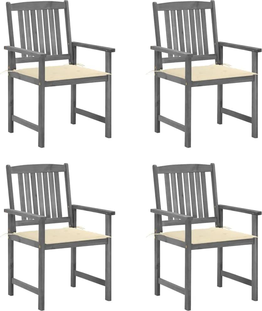 vidaXL Zahradní židle s poduškami 4 ks masivní akáciové dřevo [3061228] Barva: Vzor listí