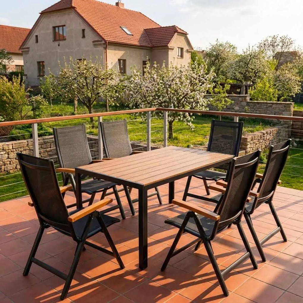 Vikio Zahradní jídelní set 140x80 pro 6 osob přírodní VZS210P6