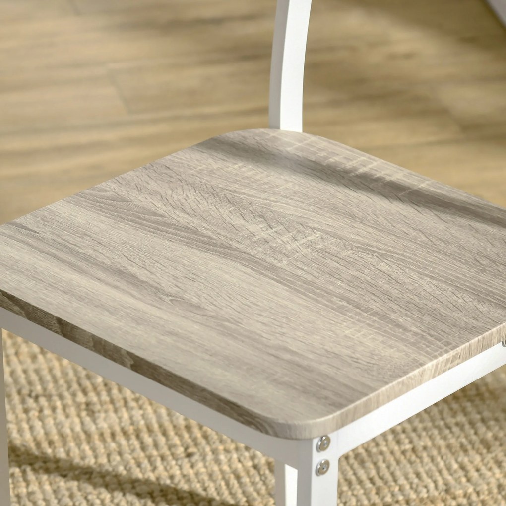 HOMCOM 3 TLG jídelní set se 2 židlemi a 1 stolem skládací deska 120 x 60 x 75 cm ocel MDF přírodní bílá ideální do kuchyně a jídelny