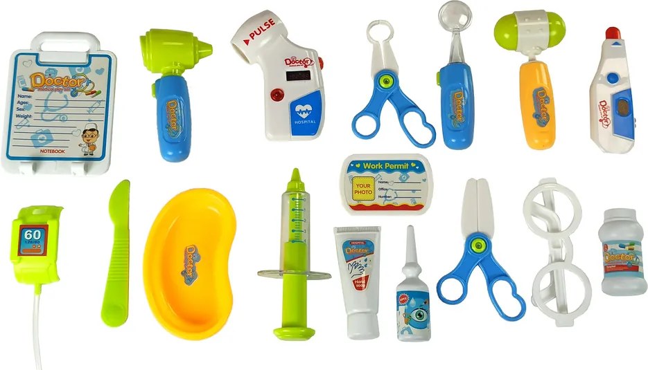 LEAN Toys Lékařská souprava na vozíku – dětský lékařský stolek „Doktor EKG“, 17 dílů