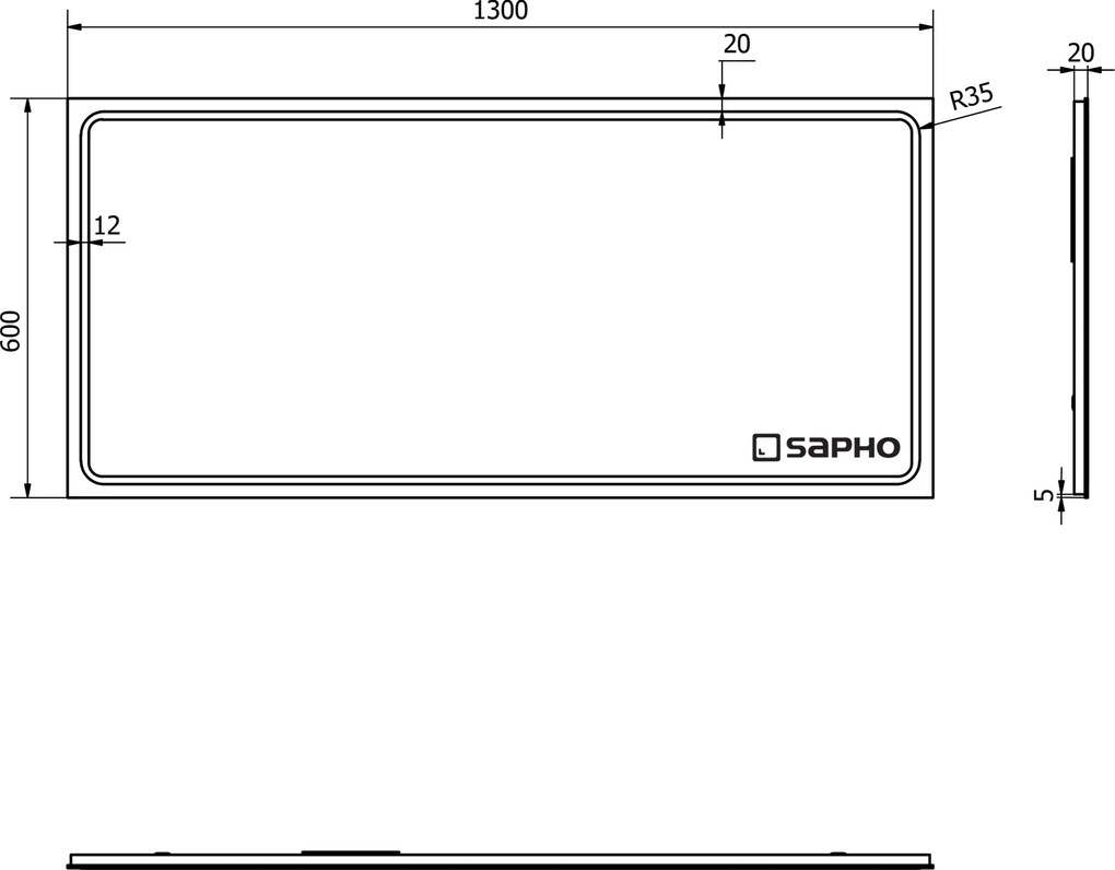 Sapho, GEMINI LED podsvícené zrcadlo 1300x600mm, GM130