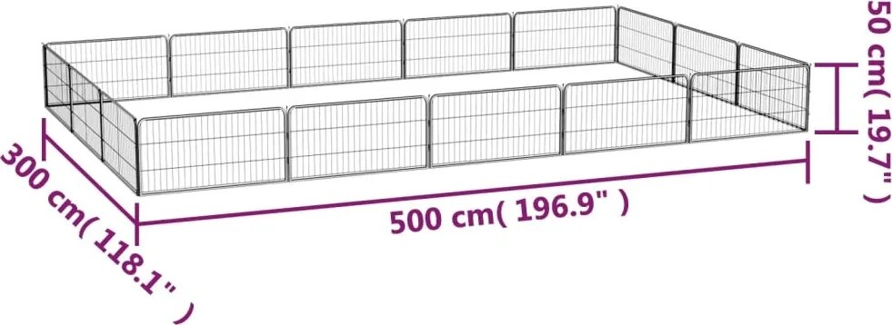 vidaXL 16panelová ohrádka pro psy černá 100 x 50 cm práškovaná ocel [3115969]