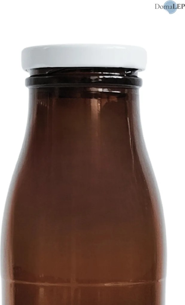 Skleněná láhev na mléko 500 ml hnědá s bílým víčkem JOTA