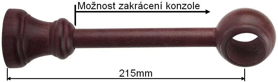 GARNÝŽE-HEBR Garnýž dřevěná mahagon jednoduchá 240 cm