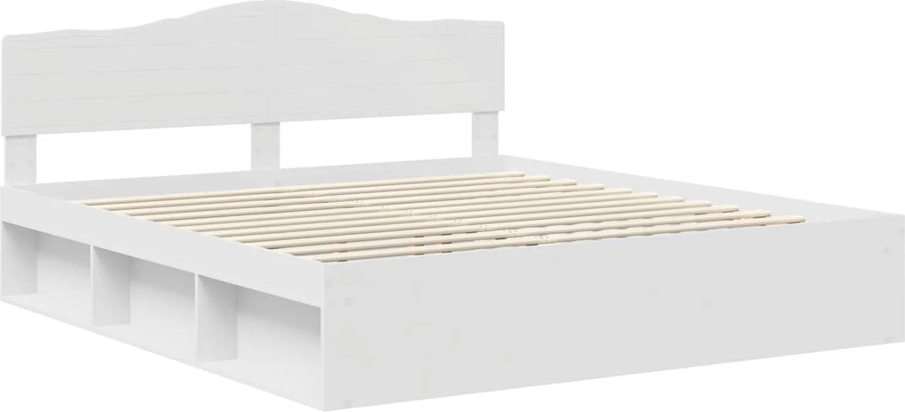 Rám postele s čelo Bílá 200 x 200 cm Masivní borové dřevo 3412853