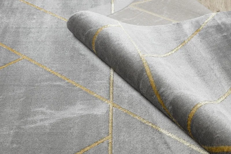 Dywany Łuszczów, Kusový koberec Emerald geometric 1012 grey and gold, 200x290, šedá, chodba / předsíň
