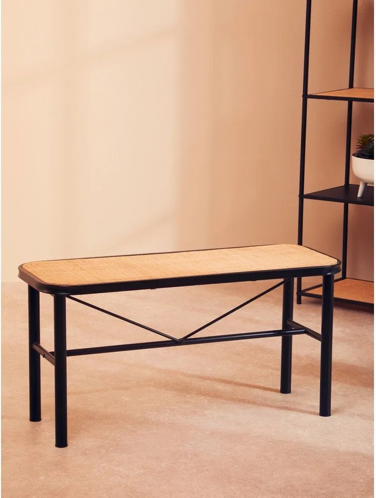 Černá/v přírodní barvě ratanová lavice Depok – Premier Housewares