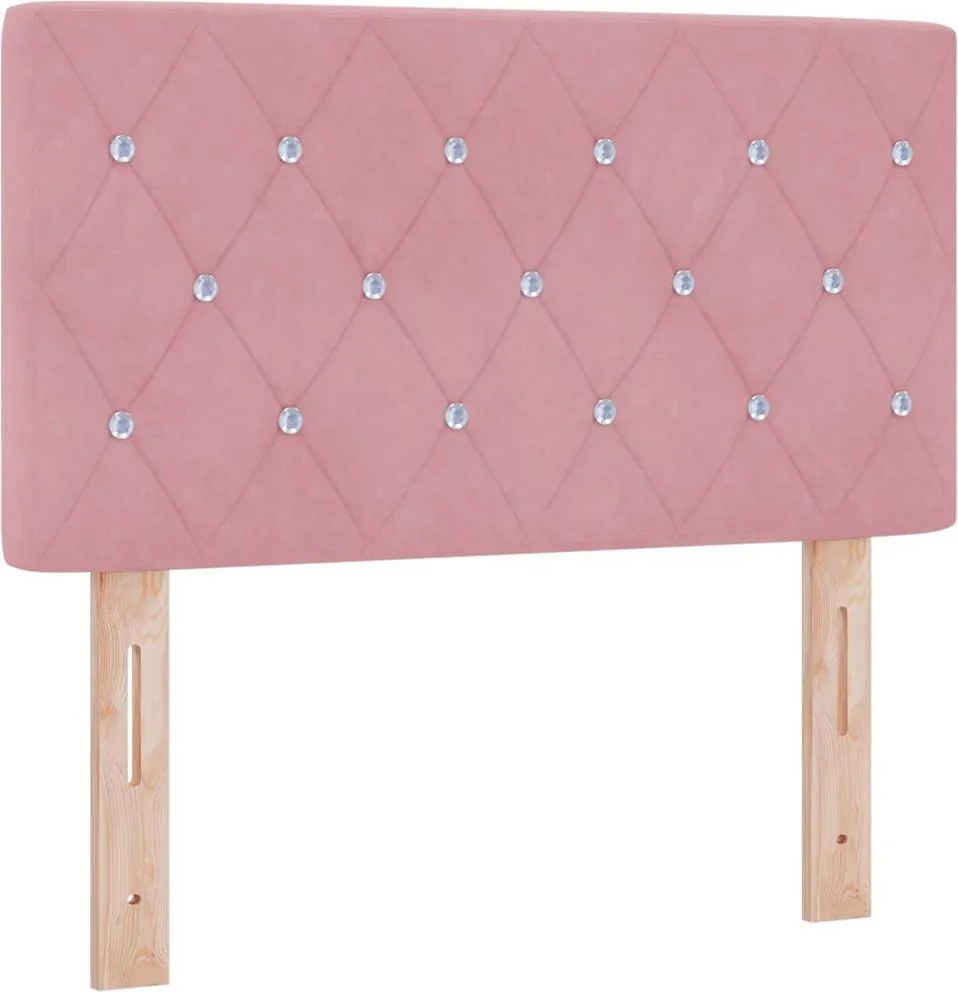 Postel s boxspringem s matrací s čelo Růžová 80 x 200 cm samet 3339073