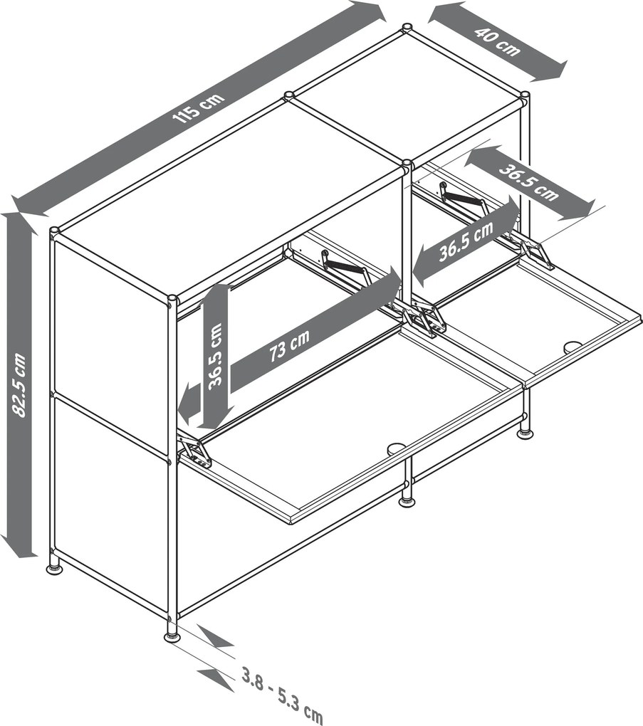 Tchibo - Kovová odkládací skříňka »Cn3« se 4 výklopnými dvířky