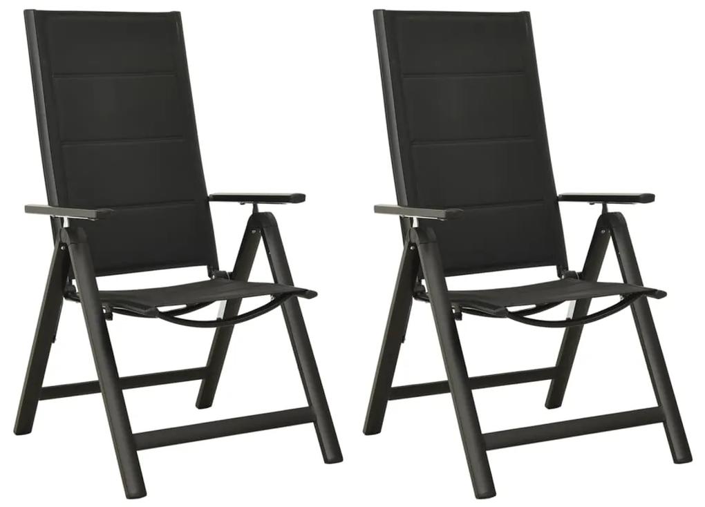Skládací zahradní židle 2 ks textilen a hliník černé,  312189