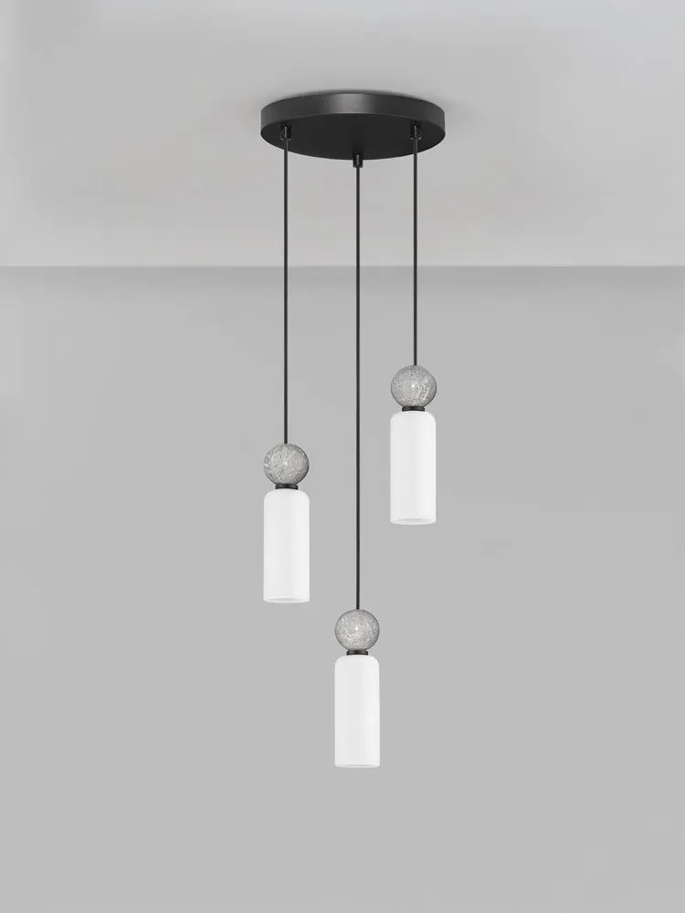 Matně černé kamenné závěsné svítidlo se skleněným stínidlem ø 25 cm Filomena – Nova Luce