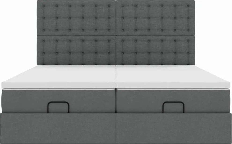 Osmanský rám postele s matrací tmavě šedá 160x200cm textil 3313728