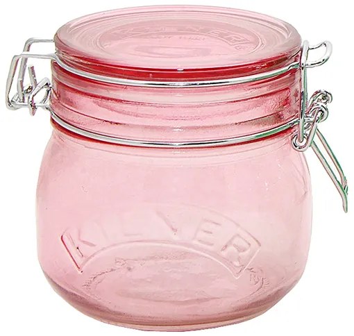 KILNER sklenice s klipem 05l na suché potraviny růžová