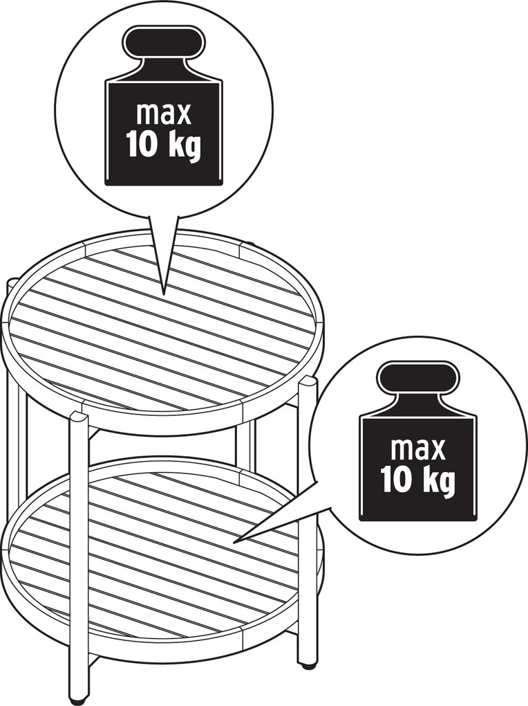 Tchibo - Zahradní odkládací stolek se 2 úrovněmi - barva: hnědá