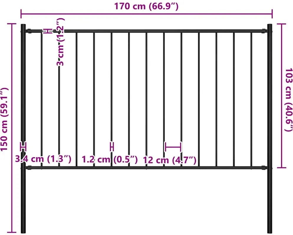 Plotový panel Woerden se sloupky ocelový 1,7x1 m černý 145210