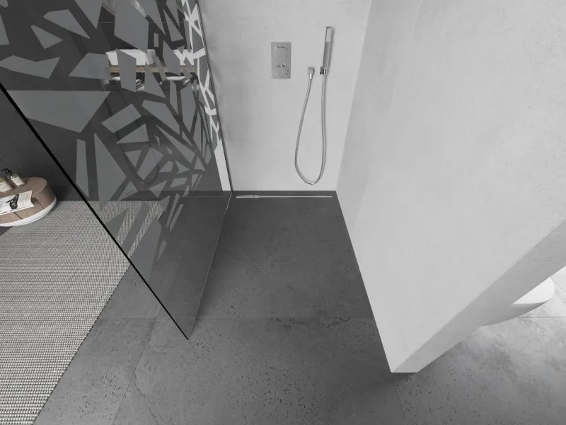 Mexen Kioto L, sprchová zástěna Walk-In 70 x 200 cm, 8mm čiré sklo bílý vzor, chromový profil, 800-070-103-01-85