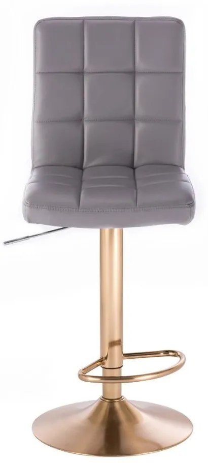 LuxuryForm DESIGN Barová židle TOLEDO na zlaté kulaté podstavě - šedá