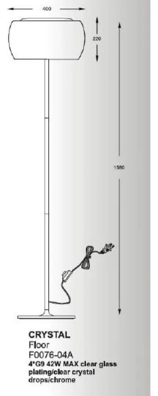 Zuma Line Stojací lampa CRYSTAL ø 40 cm, v. 158 cm