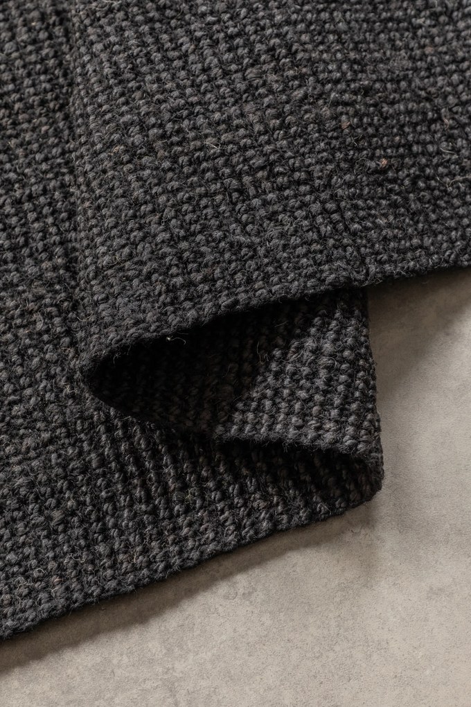 Hanse Home, Kusový koberec Bouclé Jute 105976 Black, 60x90, černá, chodba / předsíň