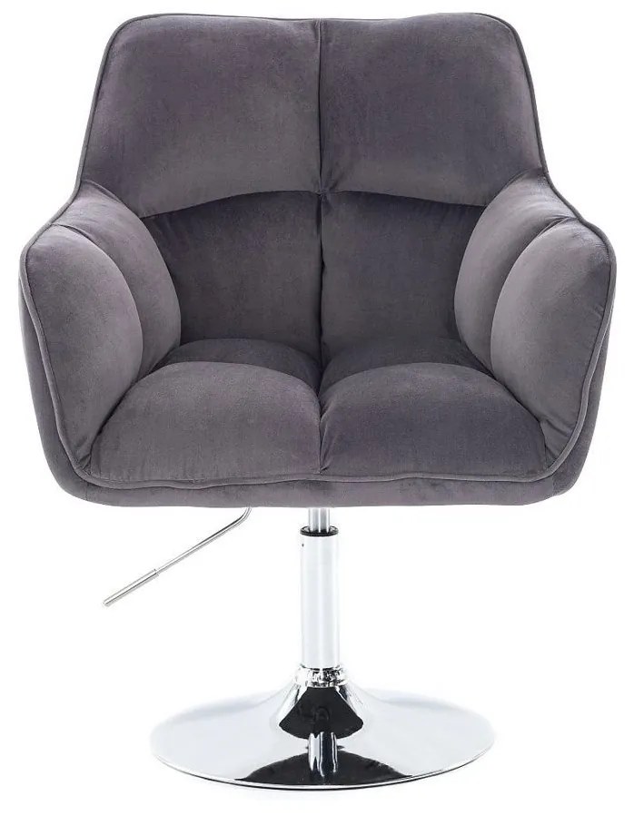LuxuryForm DESIGN Otočné křeslo AMALFI VELUR na stříbrném talíři - tmavě šedé
