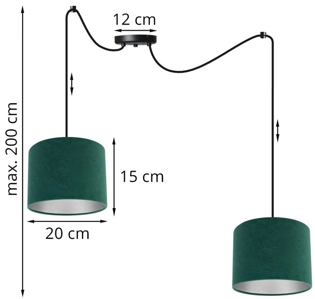 Závěsné svítidlo Mediolan Spider, 2x textilní stínítko (výběr z 10 barev), (výběr ze 2 barev konstrukce), ch