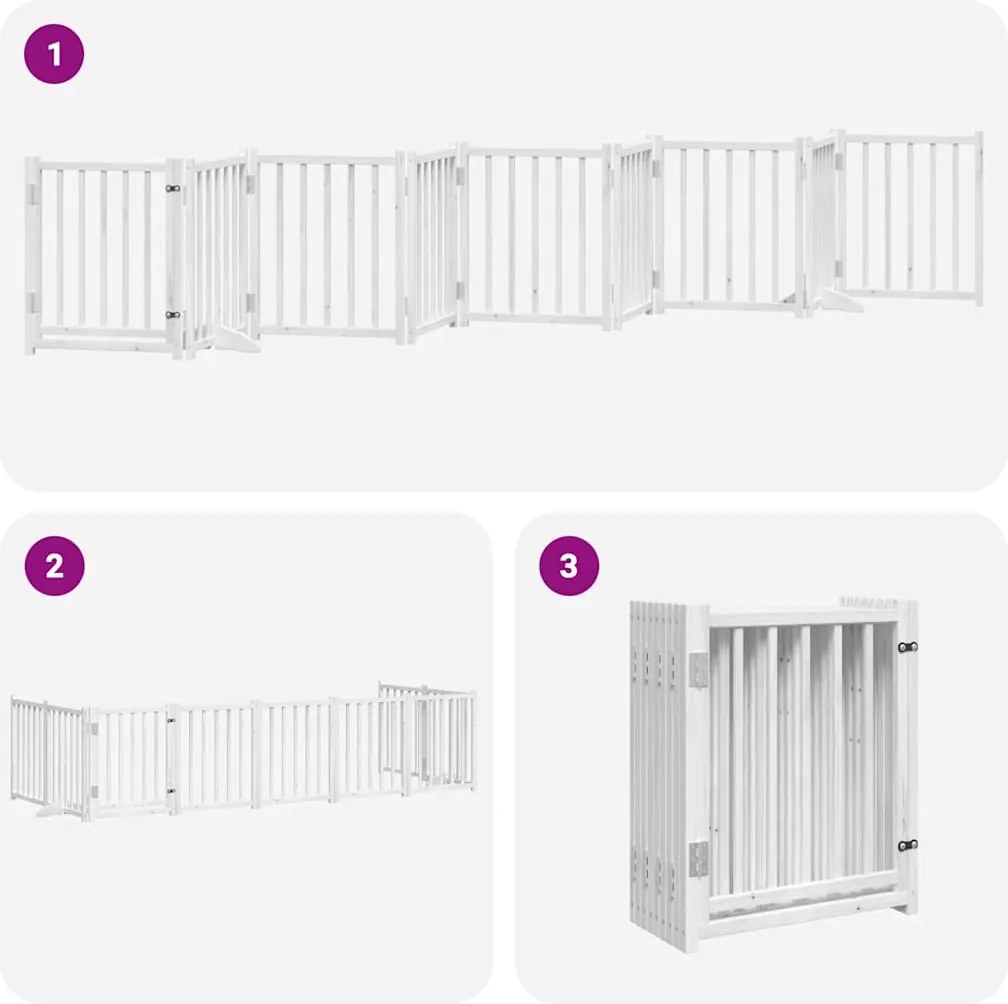 Zábrana pro psy s dvířky skládací 9 panelů bílá 450 cm topol 3155703