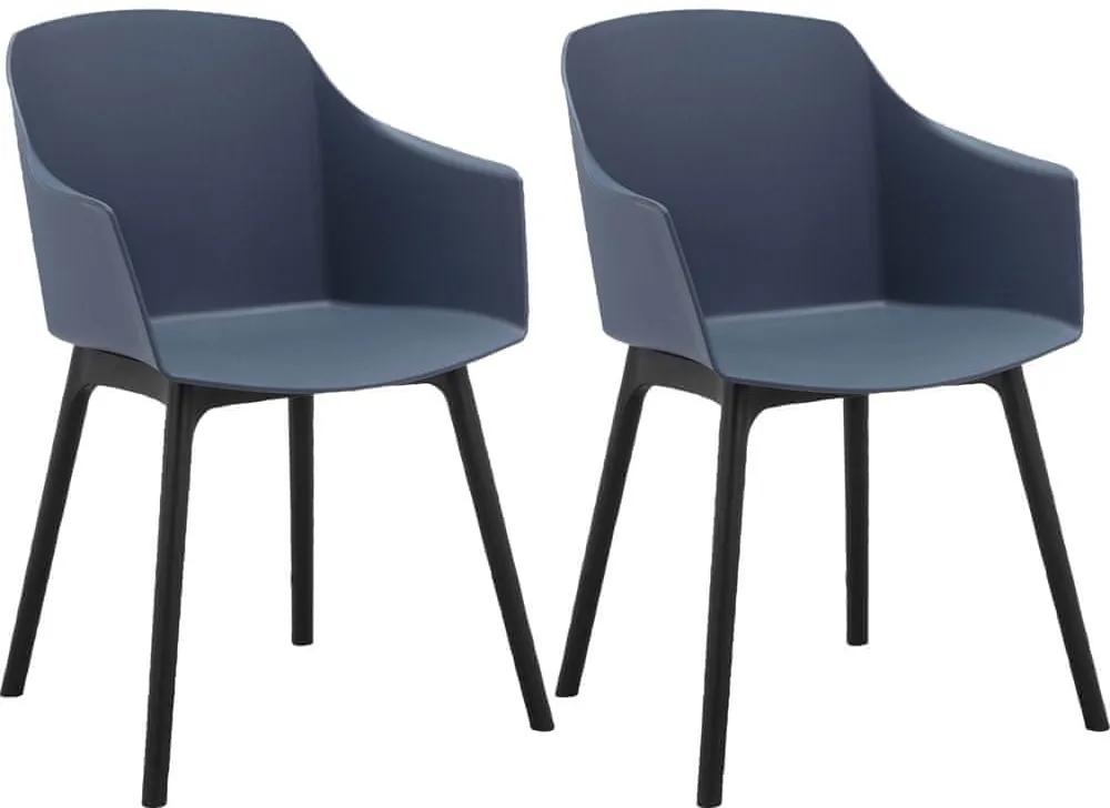 Danish style Jídelní židle Bora (SET 2 ks), plast, modrá