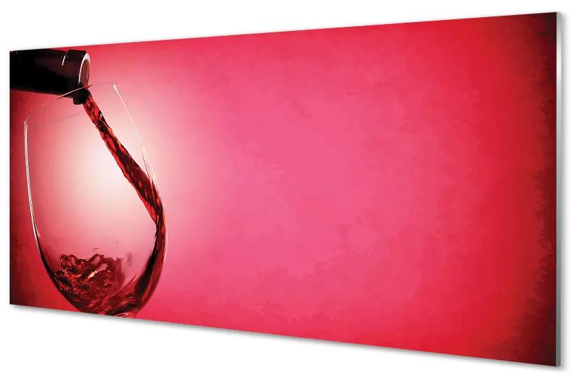 akrylový obraz Červené pozadí sklo na levé straně 140x70cm