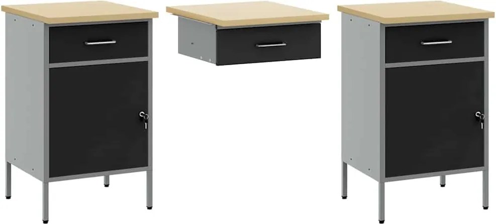 Sada pracovní skříně se zásuvkou s úložištěm 10 ks Černá 3321474