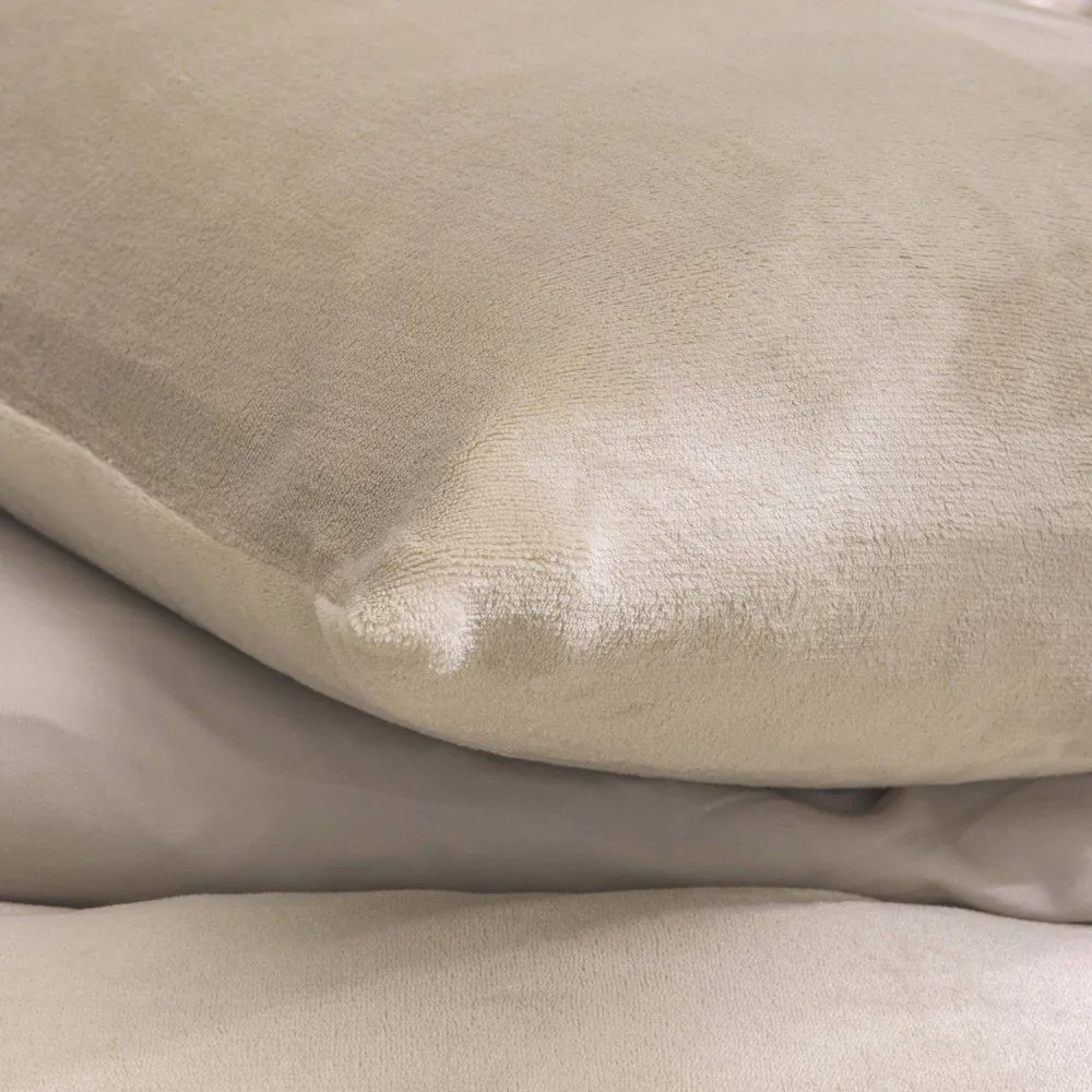 Béžové 3dílné povlečení na dvoulůžko/prodloužené z mikroflanelu 240x220 cm Flanou – douceur d'intérieur