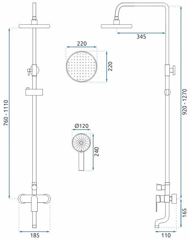 Rea Verso, sprchová souprava s pákovou baterií a vanovou výlevkou, zlatá matná, REA-P9146