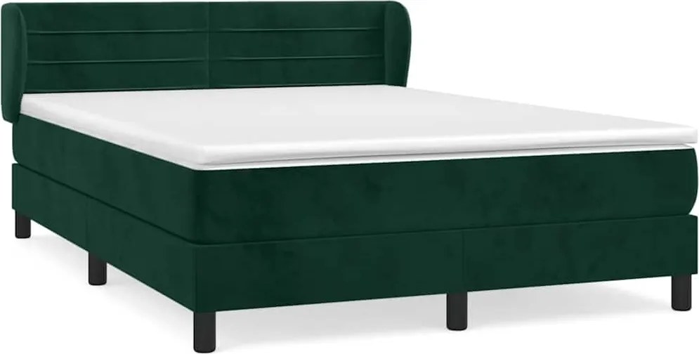 Box spring postel s matrací tmavě zelená 140x200 cm samet 3127556