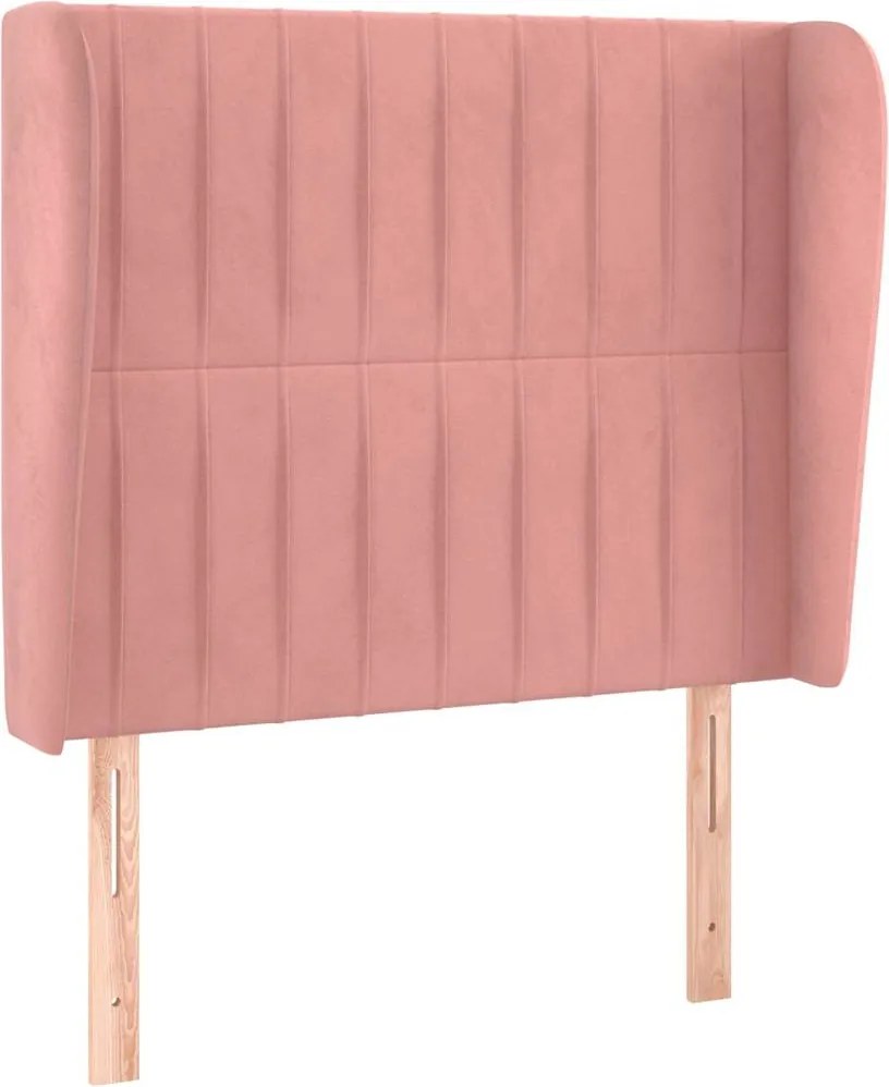 Čelo postele typu ušák růžové 83 x 23 x 118/128 cm samet 3118229