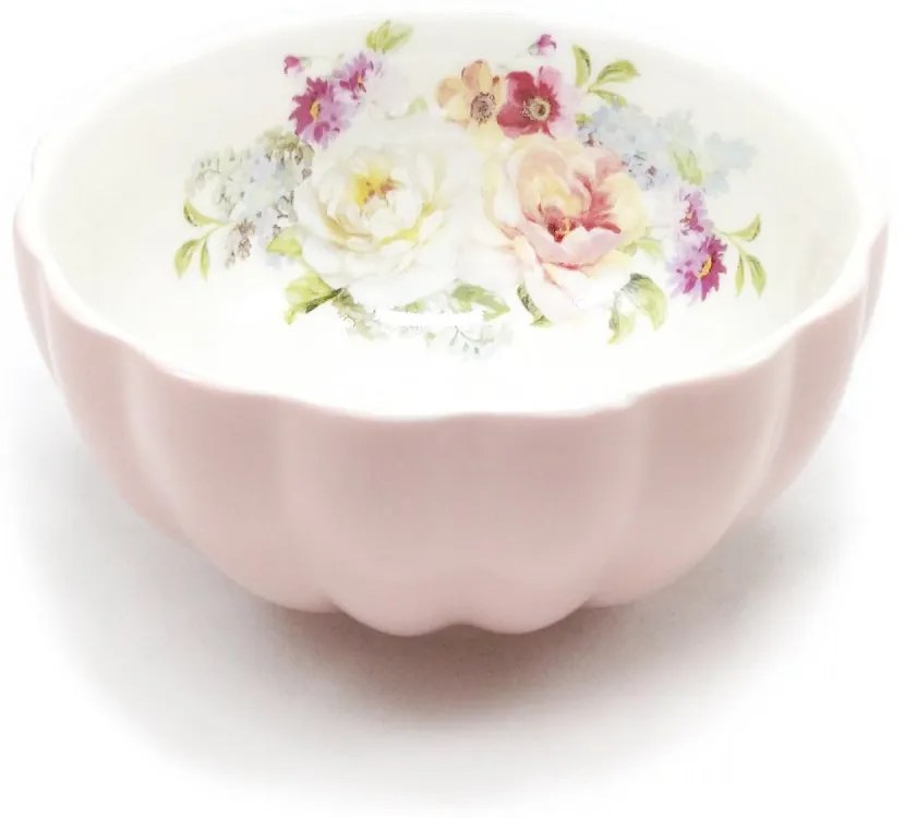 Porcelánová miska Royal Jardin, 250 ml – růžová, s motivem růží a zvlněným okrajem