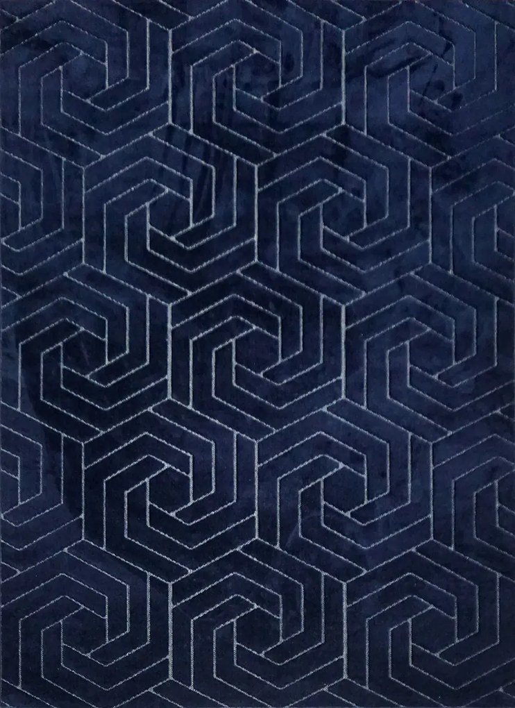BE Koberec Zen Garden Collection 2401 NAVY - tmavě modrý obdélníkový Rozměr: 60x100 cm
