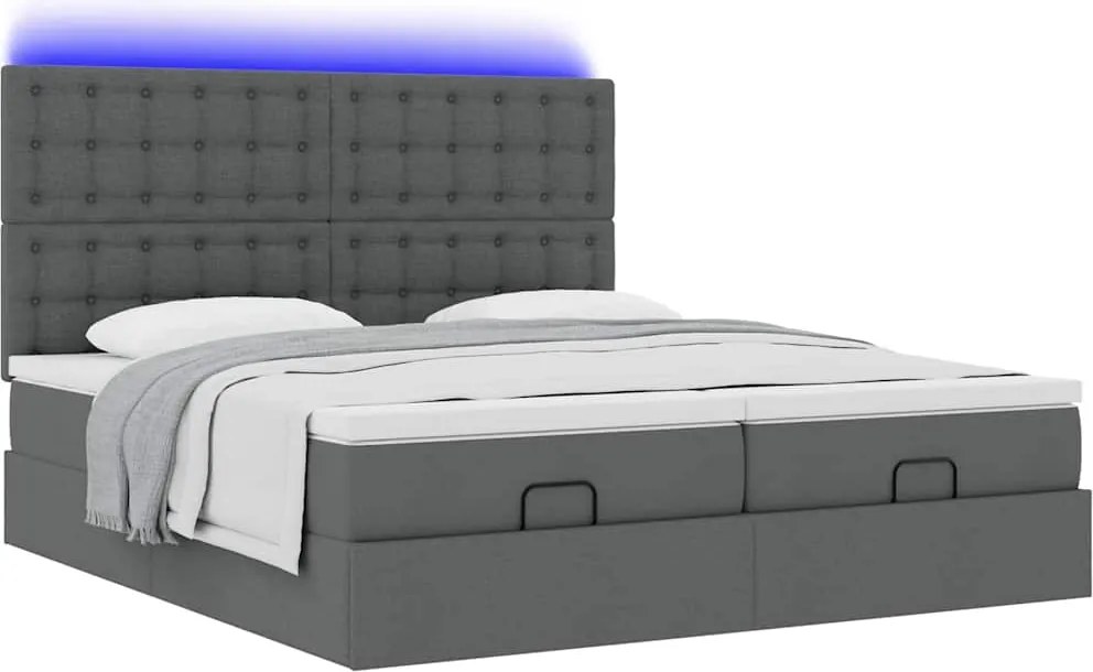 Osmanský rám postele s matrací tmavě šedá 180x200cm textil 3314584