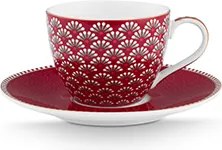 Pip Studio Blooming Tales set 2 ks espresso šálků 100 ml - tmavě červený (Porcelánové šálky na espresso v sadě 2 ks)
