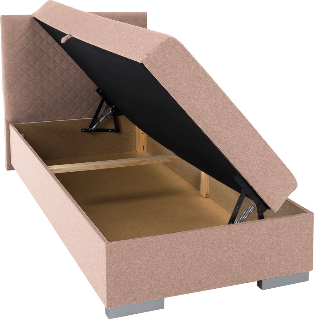 Boxspringová postel, jednolůžko, růžová, 90x200, univerzální, ADARA