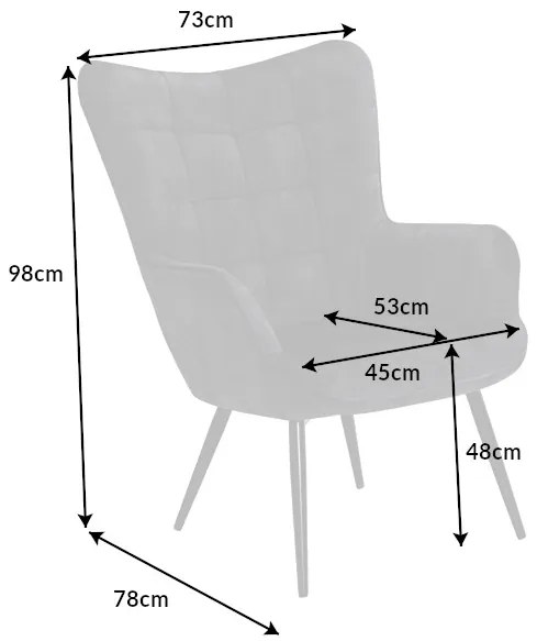 Designové křeslo Sweden šedý samet