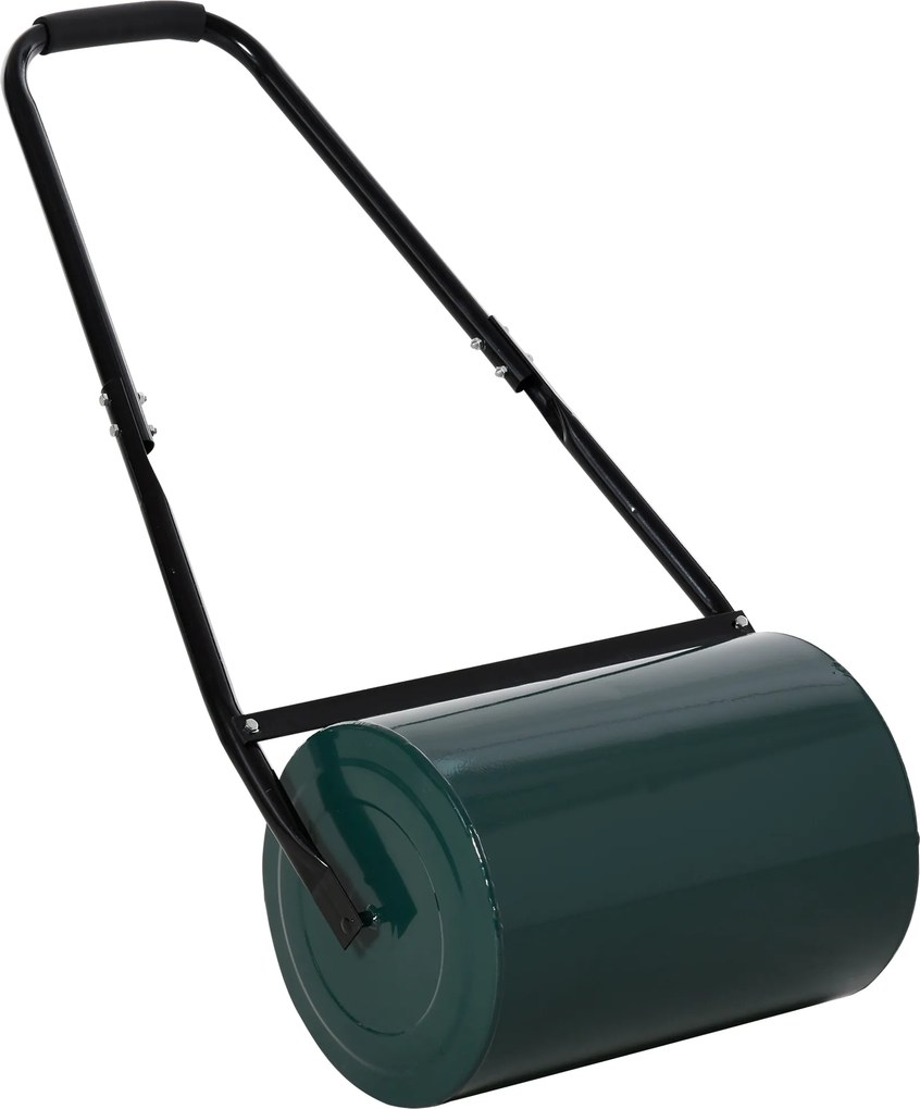Zahradní válec Outsunny s rukojetí ve tvaru U Průměr 31 cm Pracovní šířka 30 cm Náplň 40 l vody Písek Kovová zelená barva pro dokonalé trávníky