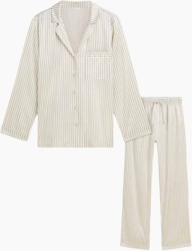 Sada dámského pyžama ze 100% hedvábí Striped