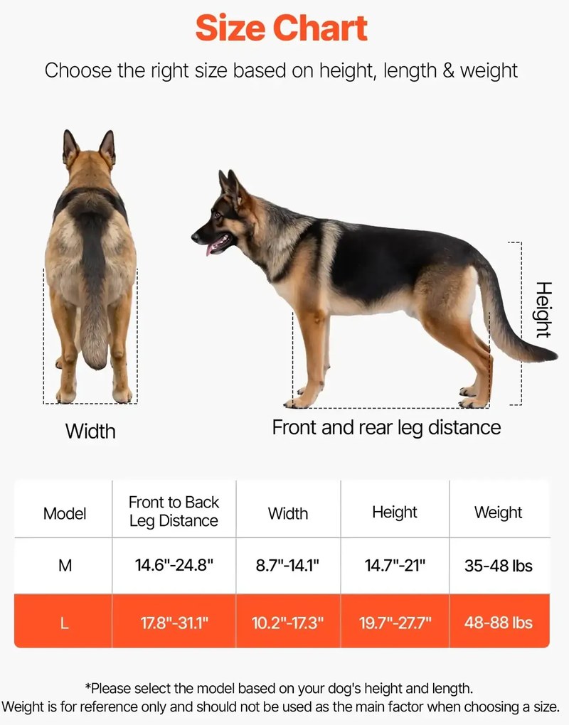 E-CrossStu GmbH Invalidní vozík pro velké psy , nastavitelná výška, šířka a délka, 21,7-39,9 kg |VEVO236