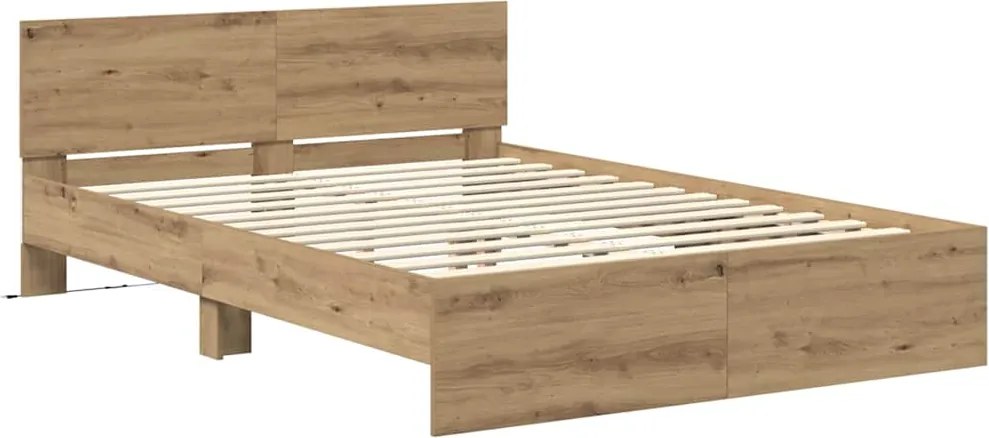 Rám postele s čelo Artisanový dub 135 x 190 cm Kompozitní dřevo 3403575