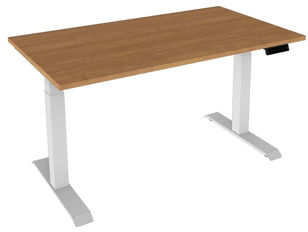 NOBL Dynamic + Elektr. nastavitelný polohovací stůl 140x80 s pamětí Dynamic + Dekor stolové desky: olše, Barva podnože: bílá