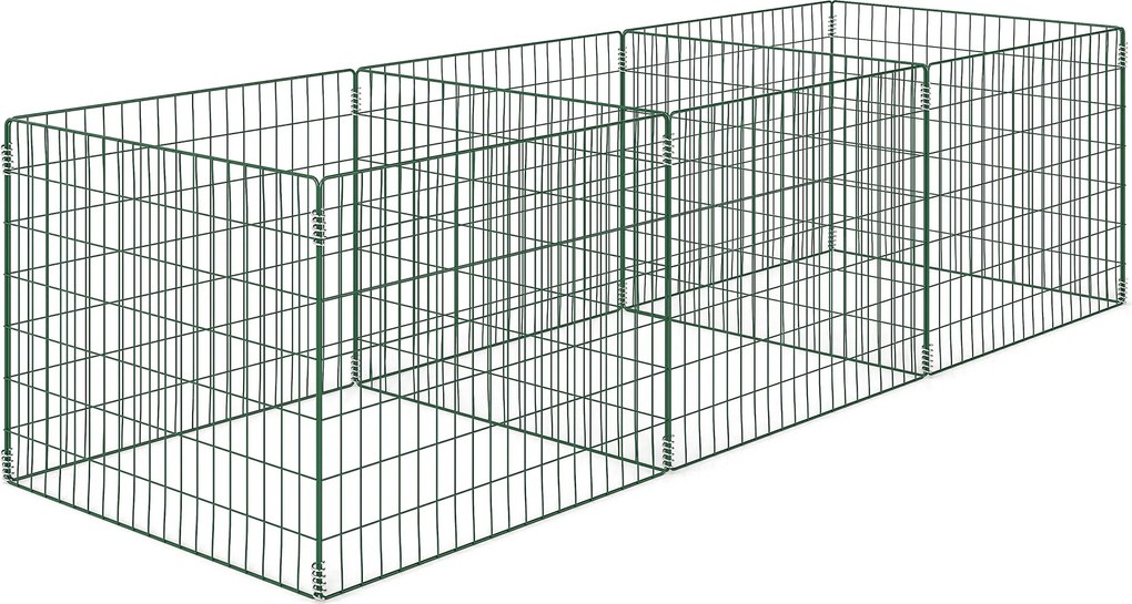Outsunny Kompostér 1680 litrů, 270 x 90 x 70 cm, 3-dílný rychlý kompostér z oceli, voděodolný thermokompostér s otevřeným mřížkovým designem, zahradní