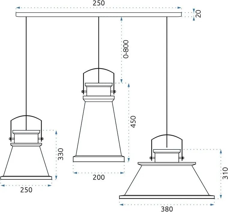 Toolight - Stropní svítidlo ASTI ABC 3xE27, černá-zlatá, OSW-00182