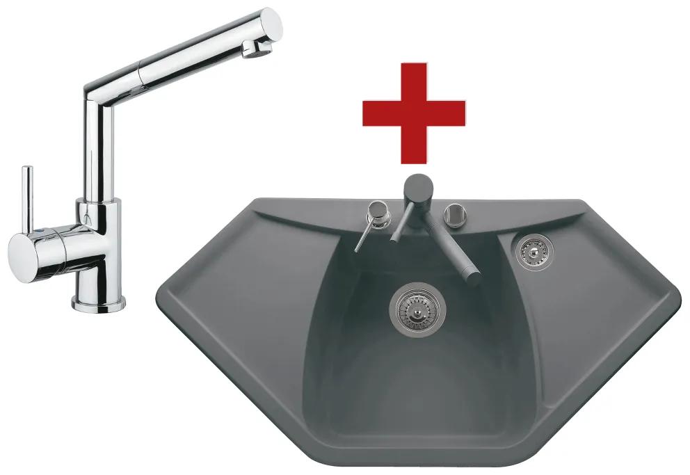 Sinks Sinks NAIKY 980 Titanium + Sinks MIX 350 P lesklá