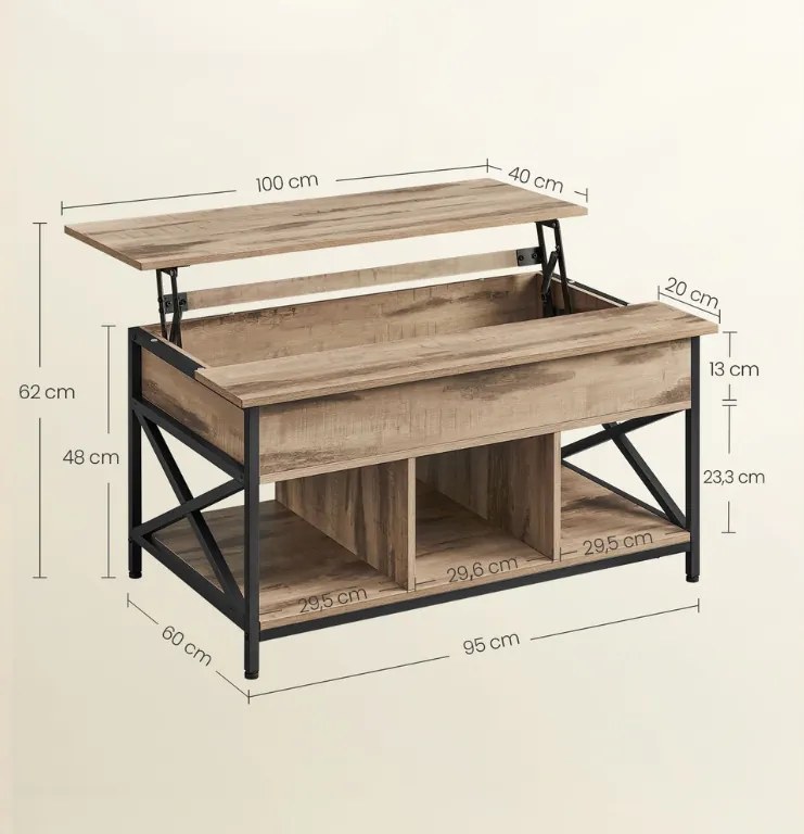 Konferenční stolek TAYLOR SONOMA s výsuvnou deskou 100x60 cm