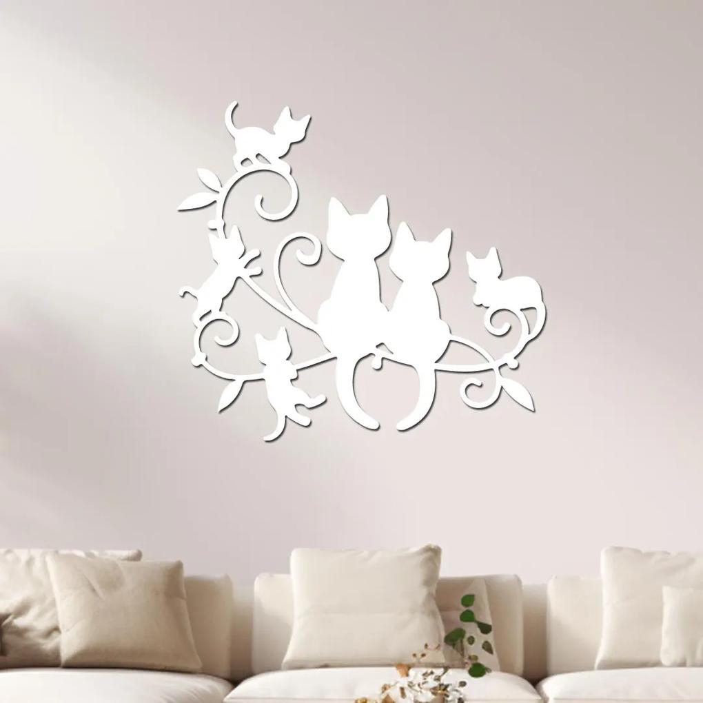dřevo života Dřevěná dekorace na zeď Kočičky Rozměry (cm): 55x60, Barevný vzor: Bílá